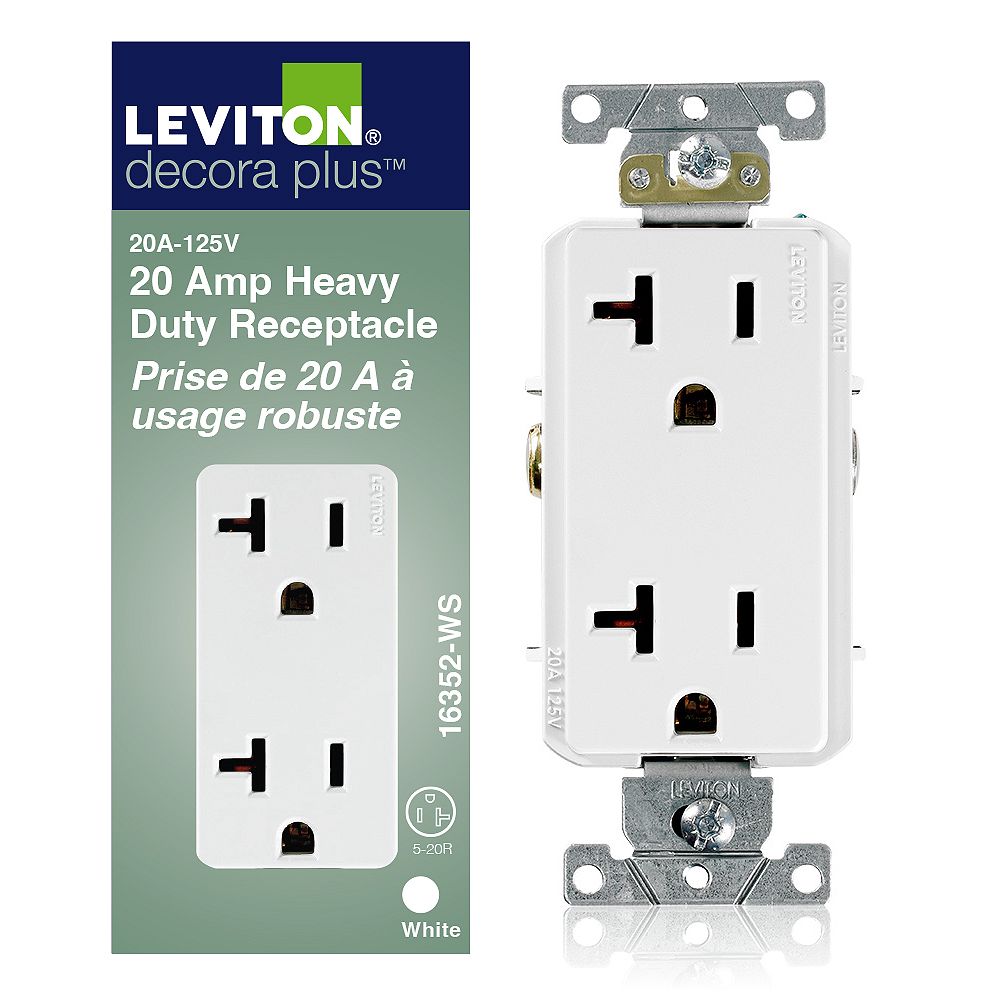 Leviton Decora Plus Duplex Receptacle Outlet, Heavy-Duty Industrial ...