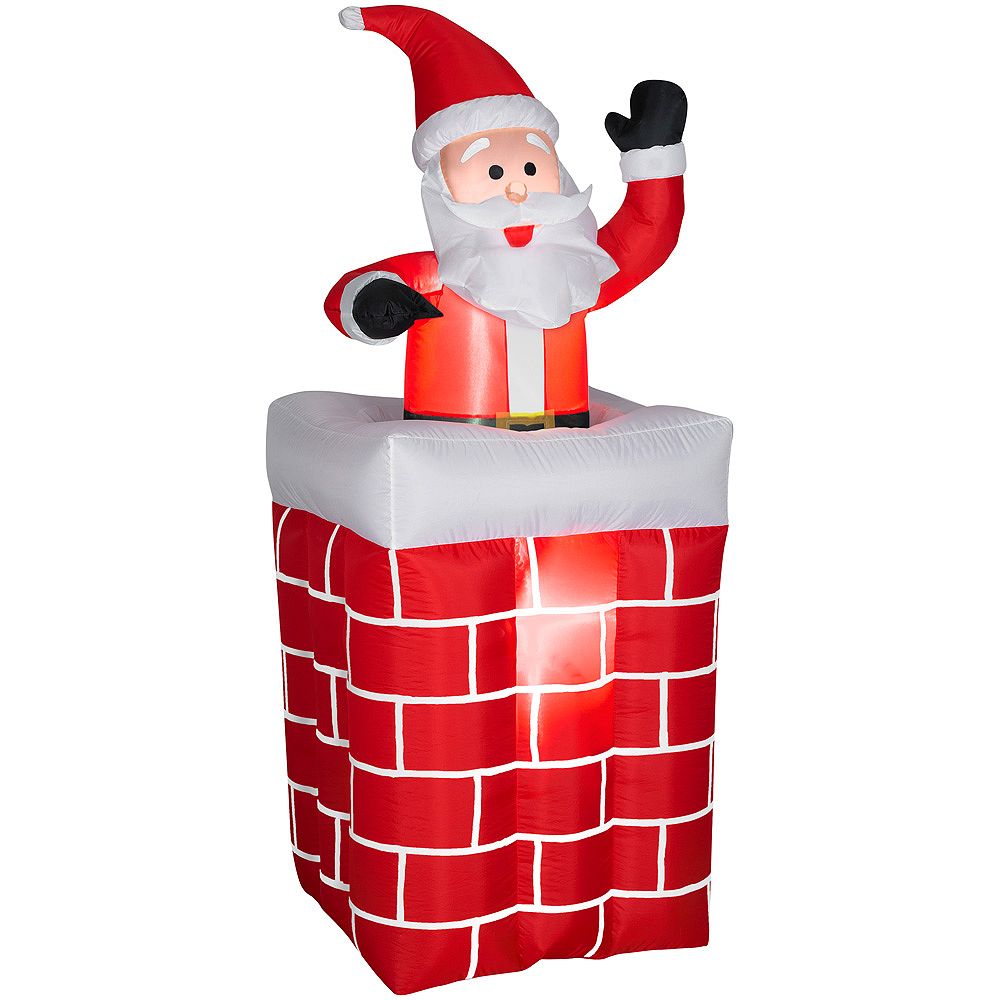 Home Accents Holiday 6 Ft Inflatable Lighted Chimney Top Santa The