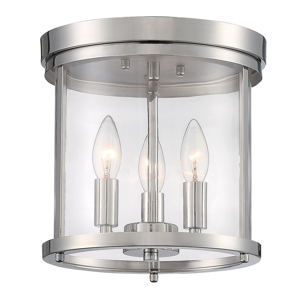 Home Decorators Collection 10 in. 3-Light Polished Nickel Flush Mount ...