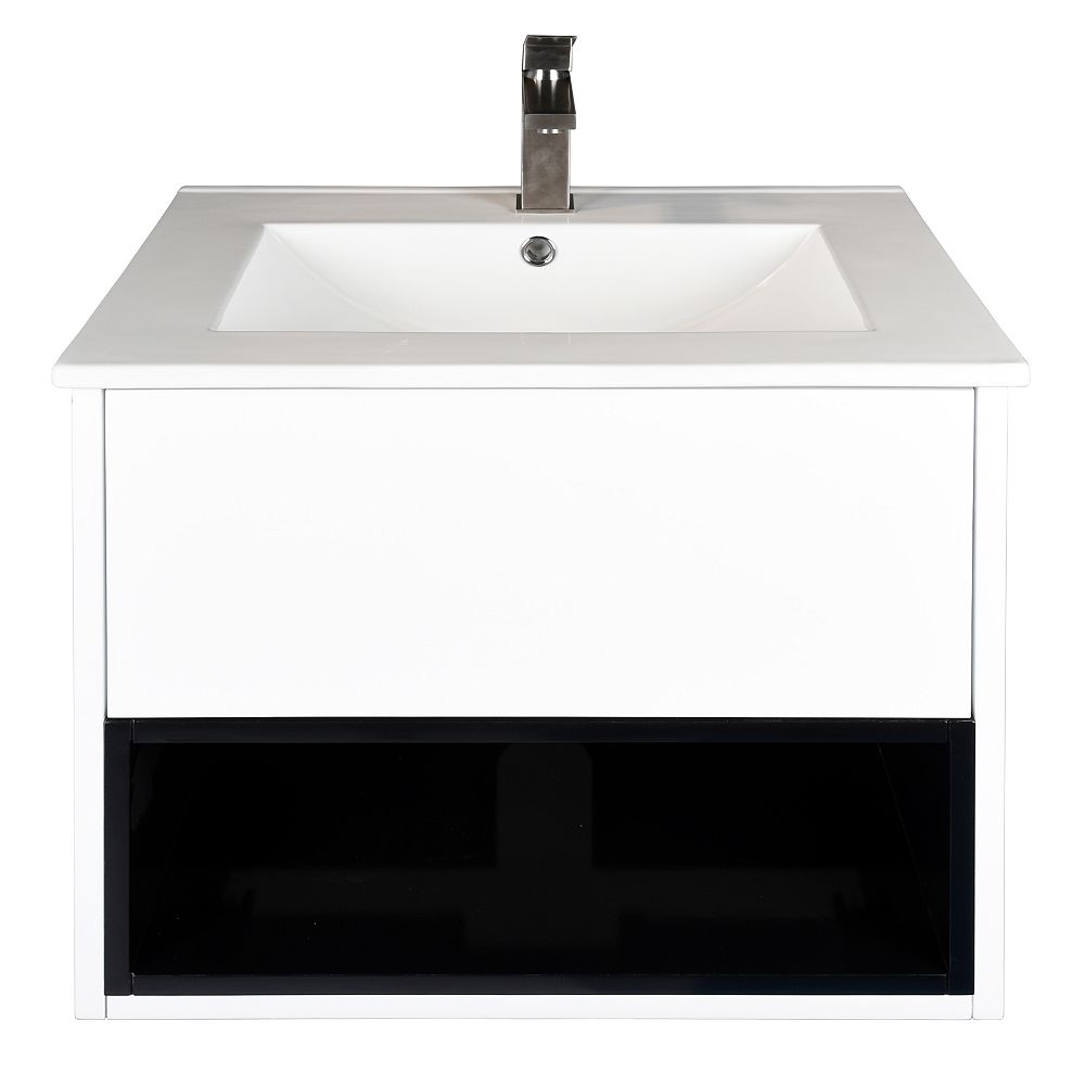 Art Bathe Maverick 24 inch W x 19 inch D Vanity in White with Ceramic ...