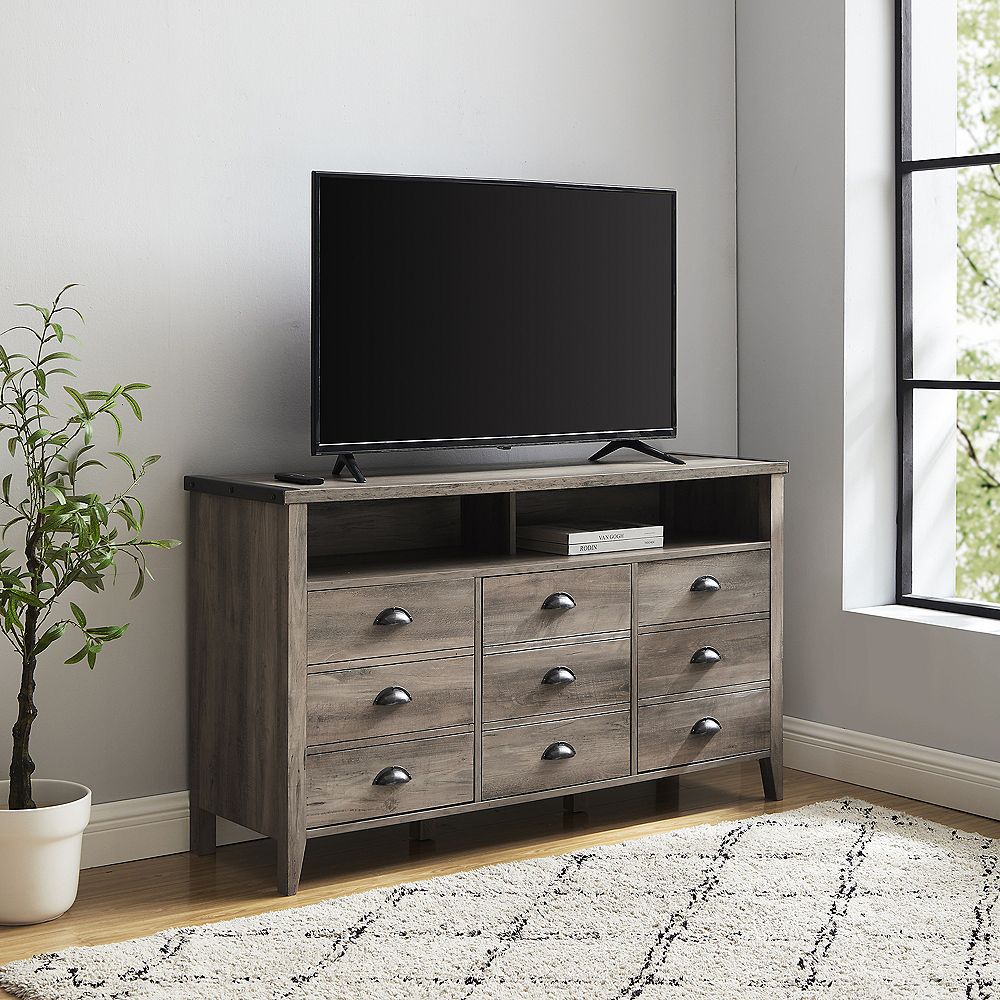 Welwick Designs Modern Farmhouse TV Console with Storage Cabinets for ...