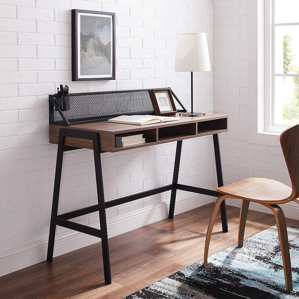 Welwick Designs 43-inch Rectangular Dark Walnut Writing Desks with ...