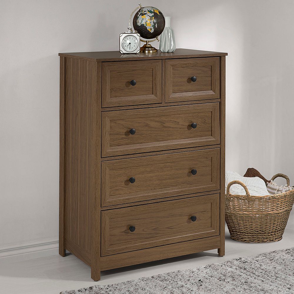 Welwick Designs Classic 5-Drawer Groove Dresser - Dark Walnut | The ...