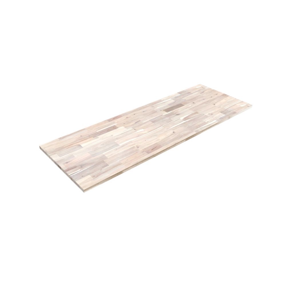 INTERBUILD 96 x 40 x 1 inch Acacia Hardwood Countertop in Organic White ...