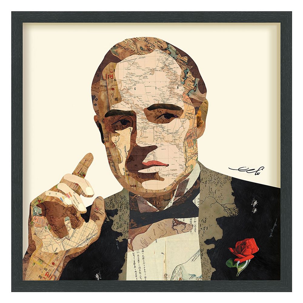 Empire Art Direct Godfather Paper Collage Under Glass with Black Wood ...
