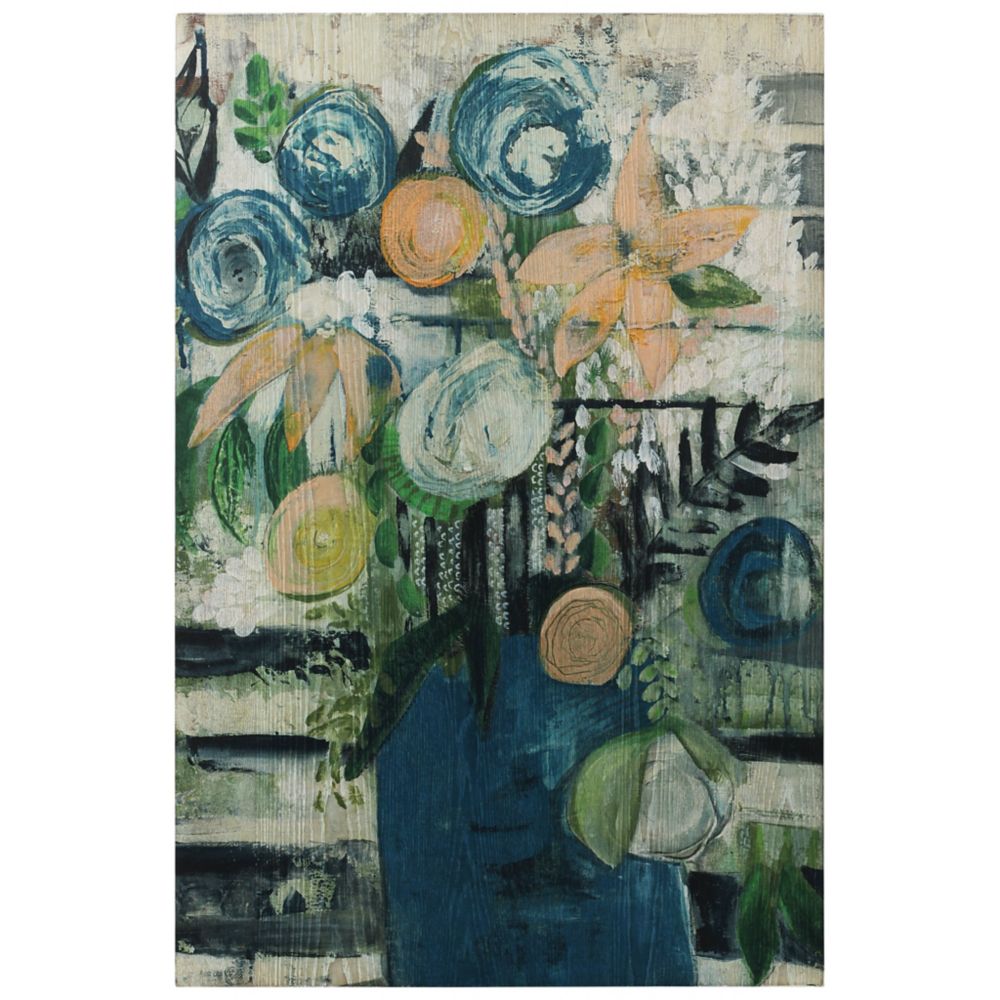 Empire Art Direct Modern Floral Stripe Fine Giclee Printed Directly on ...