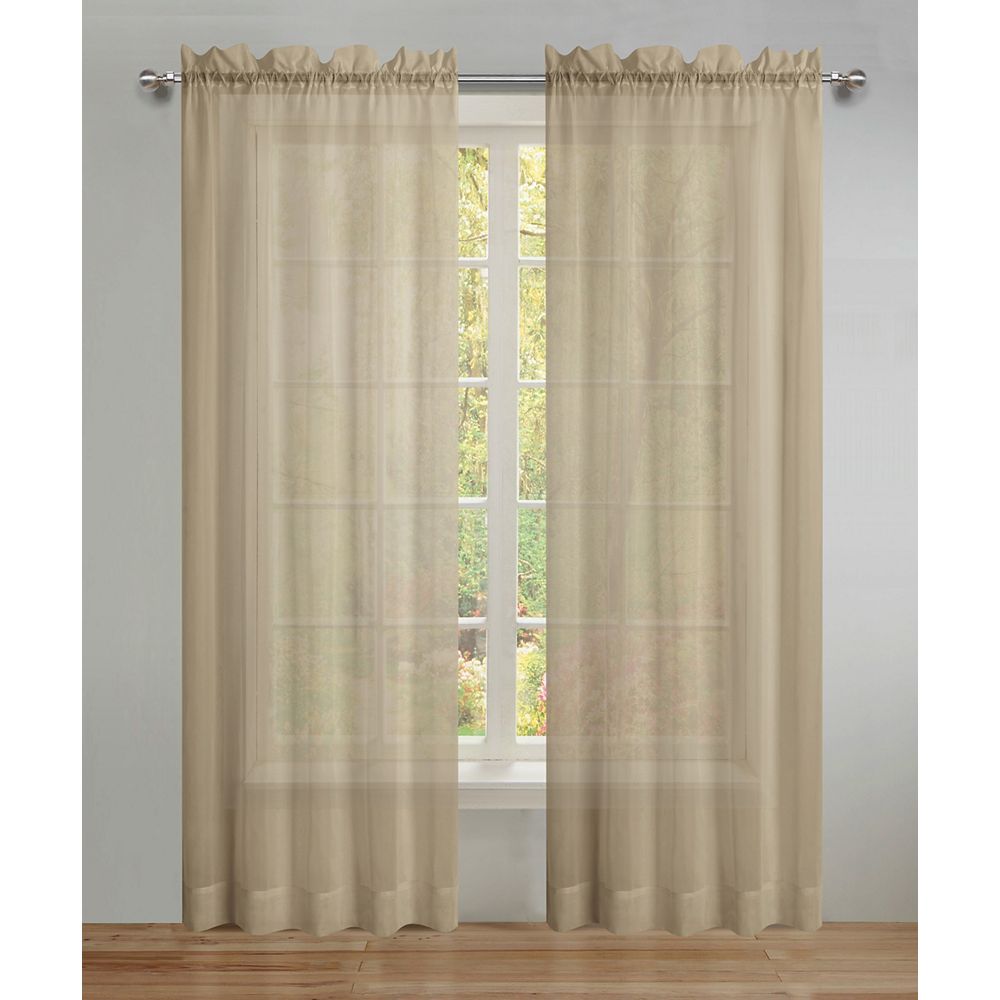 CHC Sheer Window Panel - 2 pack TAUPE 59X84 | The Home Depot Canada