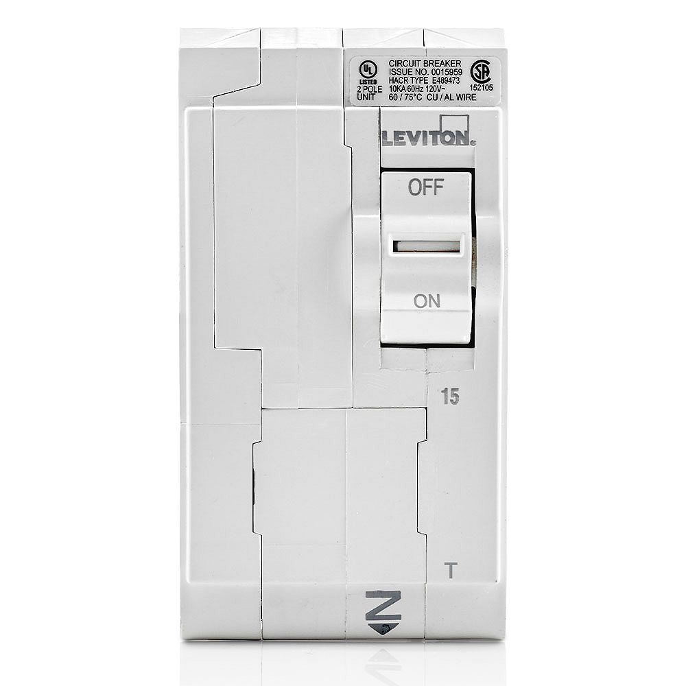 Leviton 2-Pole 15A 120/240V Thermal Magnetic Plug-on Circuit Breaker ...