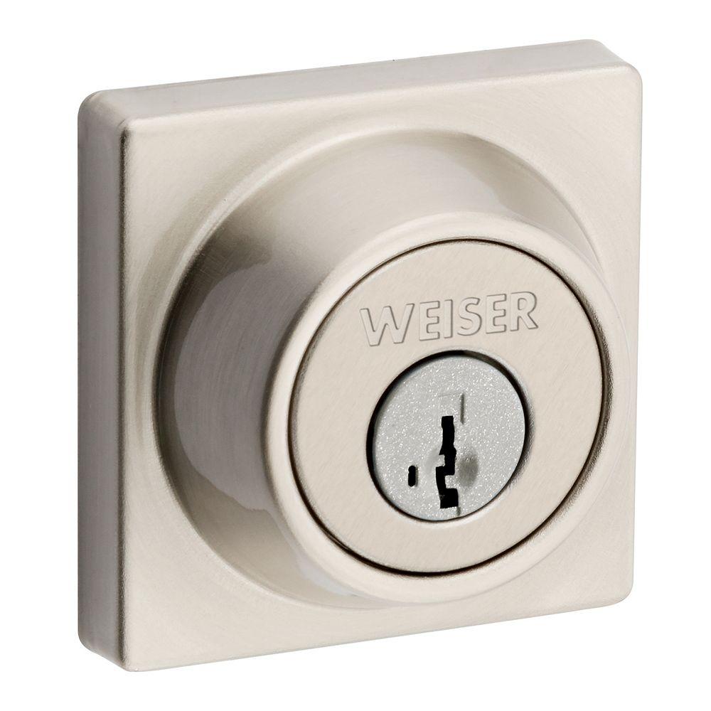Weiser Elements Square Deadbolt Satin Nickel | The Home Depot Canada Weiser Elements Square Deadbolt Satin Nickel | The Home Depot Canada