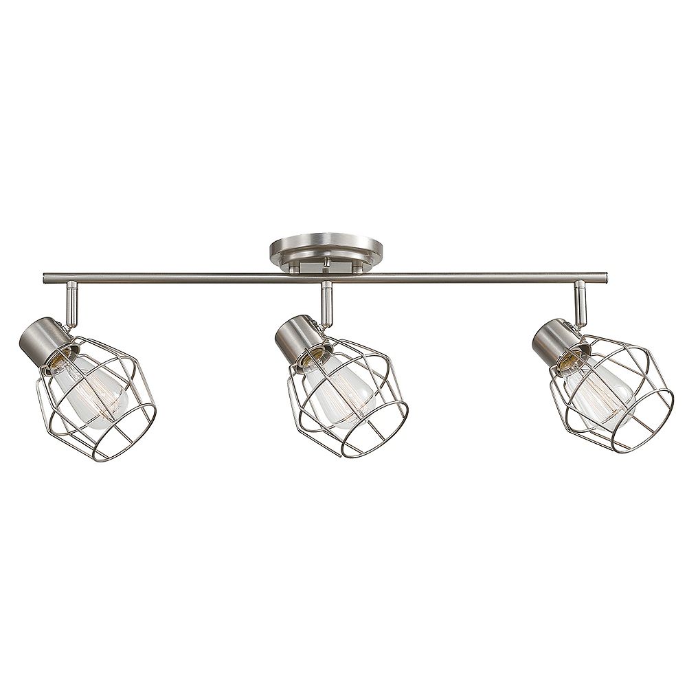 Globe Electric Jax 3-Light Brushed Nickel Track Lighting, Bulbs ...