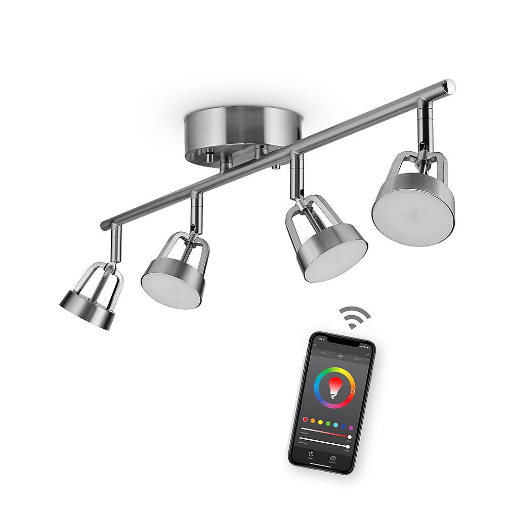 Globe Electric Wi-Fi Smart 4-Light LED Track Lighting in Brushed Nickel ...