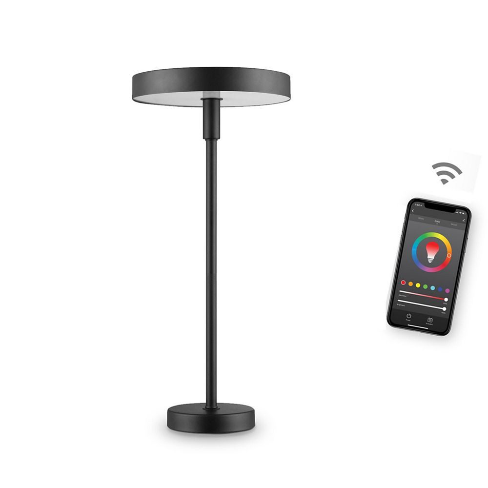 Globe Electric Wi-Fi Smart Table Lamp, Satin Black, No Hub Required, 7 ...