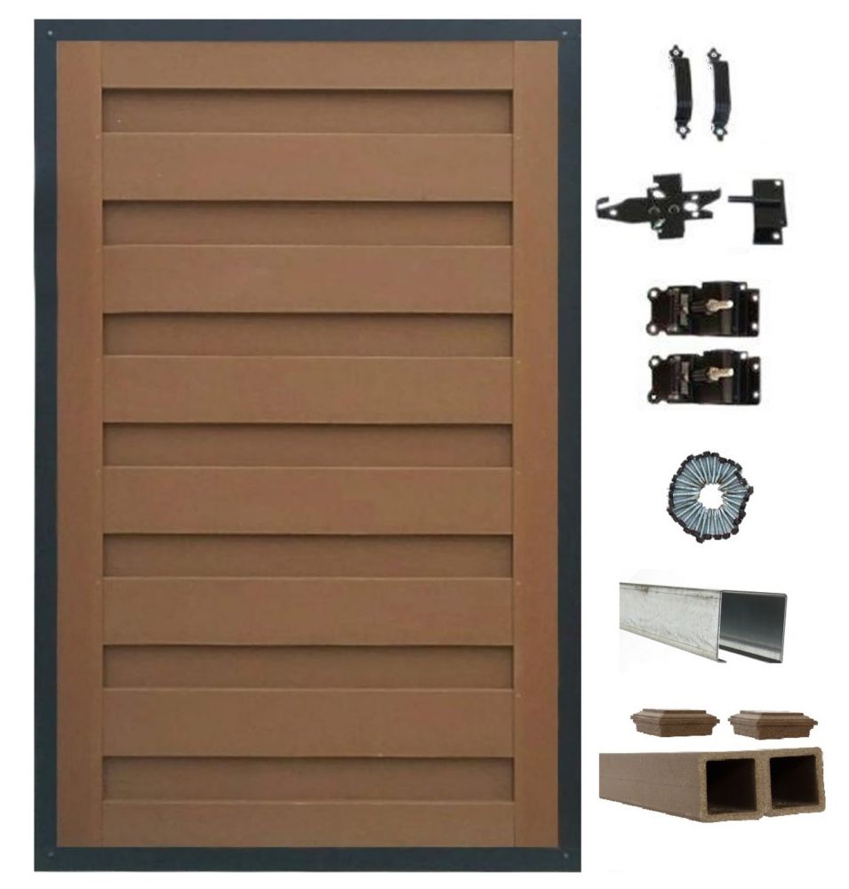 Trex Fencing 4 Ft. x 6 Ft. Trex Horizons Saddle Brown Single Gate Panel ...