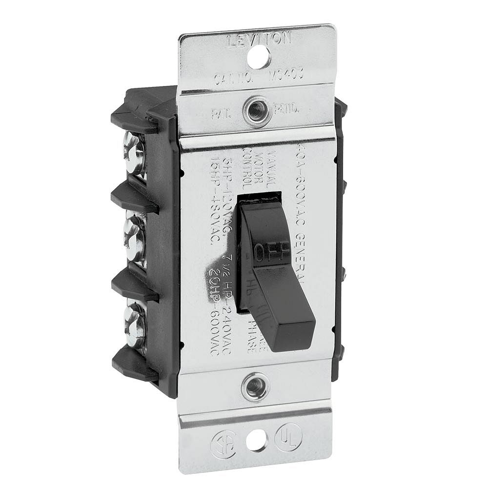 Leviton AC Motor Starter 40 A 600 V 3P 3-Phase Industrial Grade Non ...