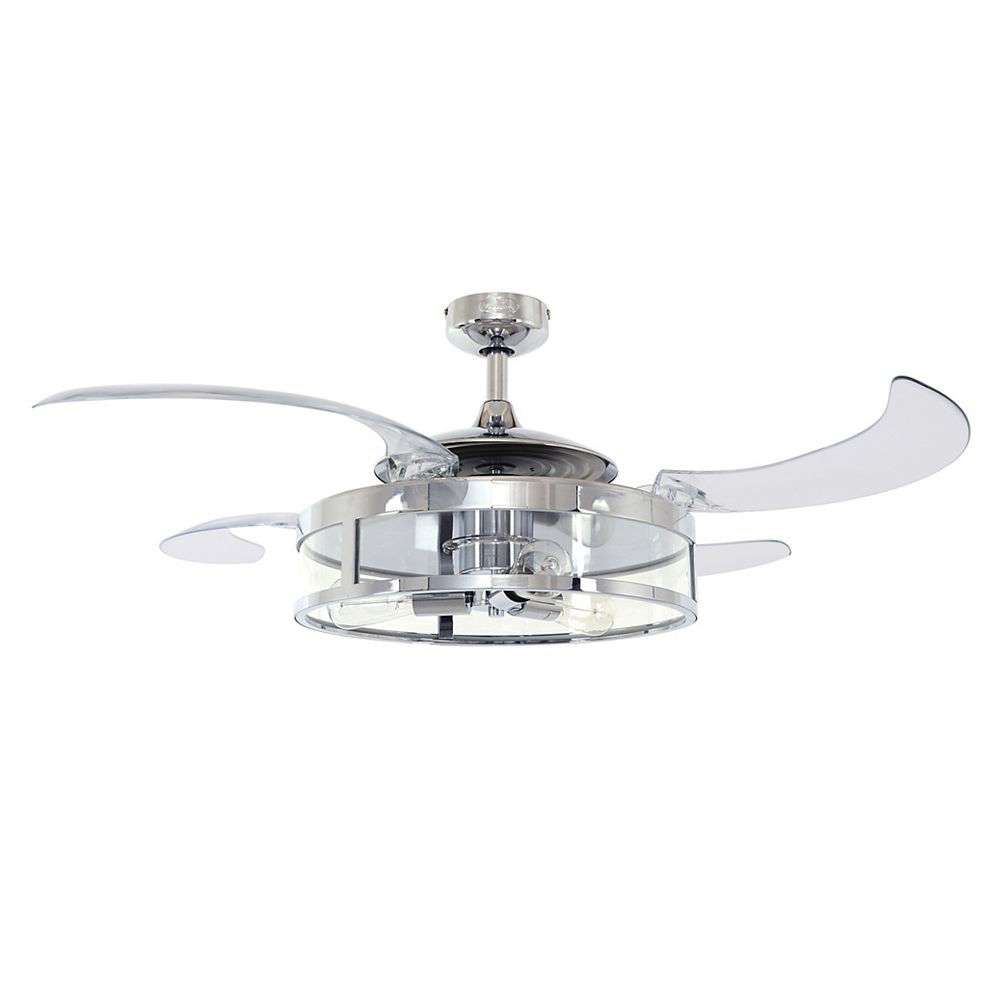 Fanaway 4-Blade 48-inch 3-Light Classic Chrome and Clear Retractable AC ...