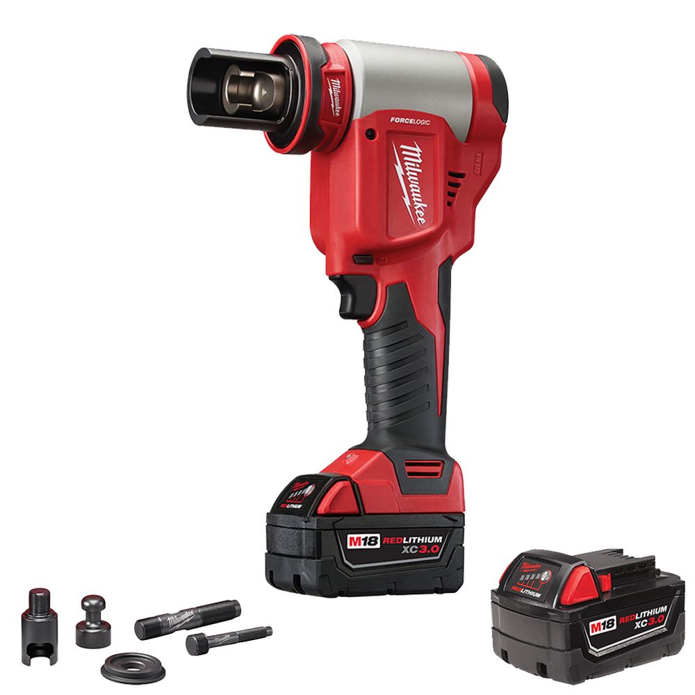 Milwaukee Tool M18 18V Lithium-Ion Cordless FORCE LOGIC Knockout Kit ...