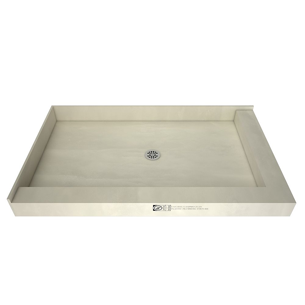 Tile Redi Base de douche à seuil double avec drain central, 34 po x 60 ...