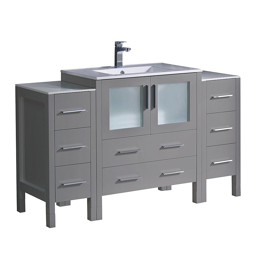 Fresca Torino 54 inch Vanity in Gray with Ceramic Vanity Top in White ...