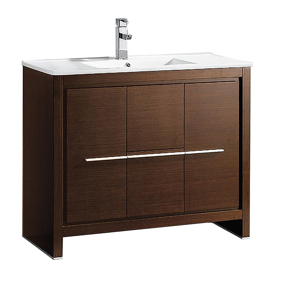 Fresca Allier 40 inch Vanity in Wenge Brown with Ceramic Vanity Top in ...
