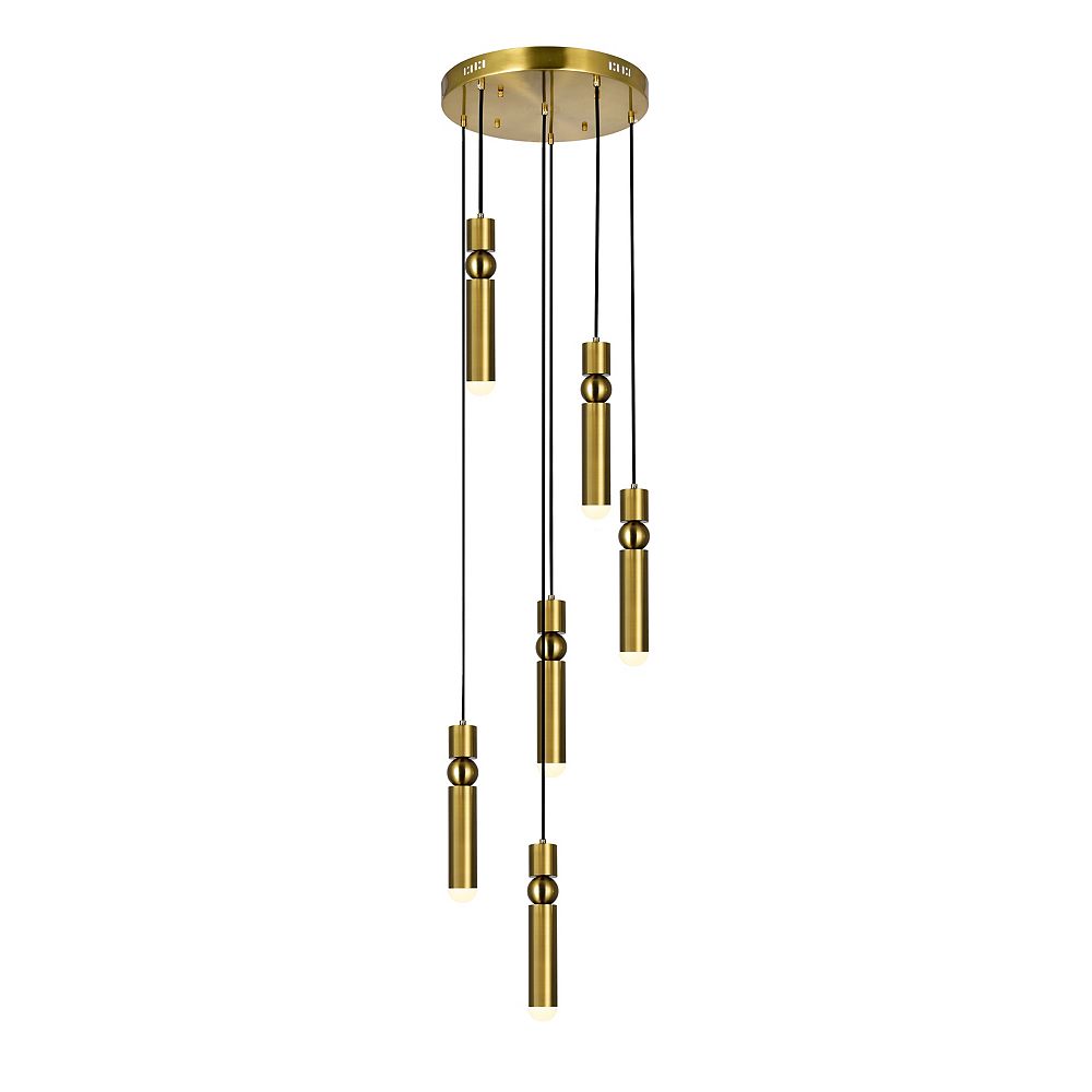 CWI Lighting Chime LED Pendant with Brass Finish | The Home Depot Canada