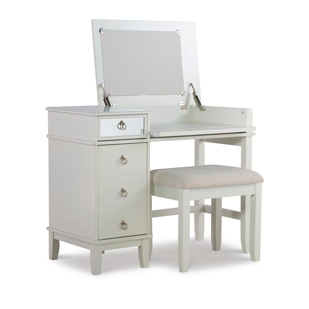 Linon Home Décor Products Tasha White Vanity Set | The Home Depot Canada