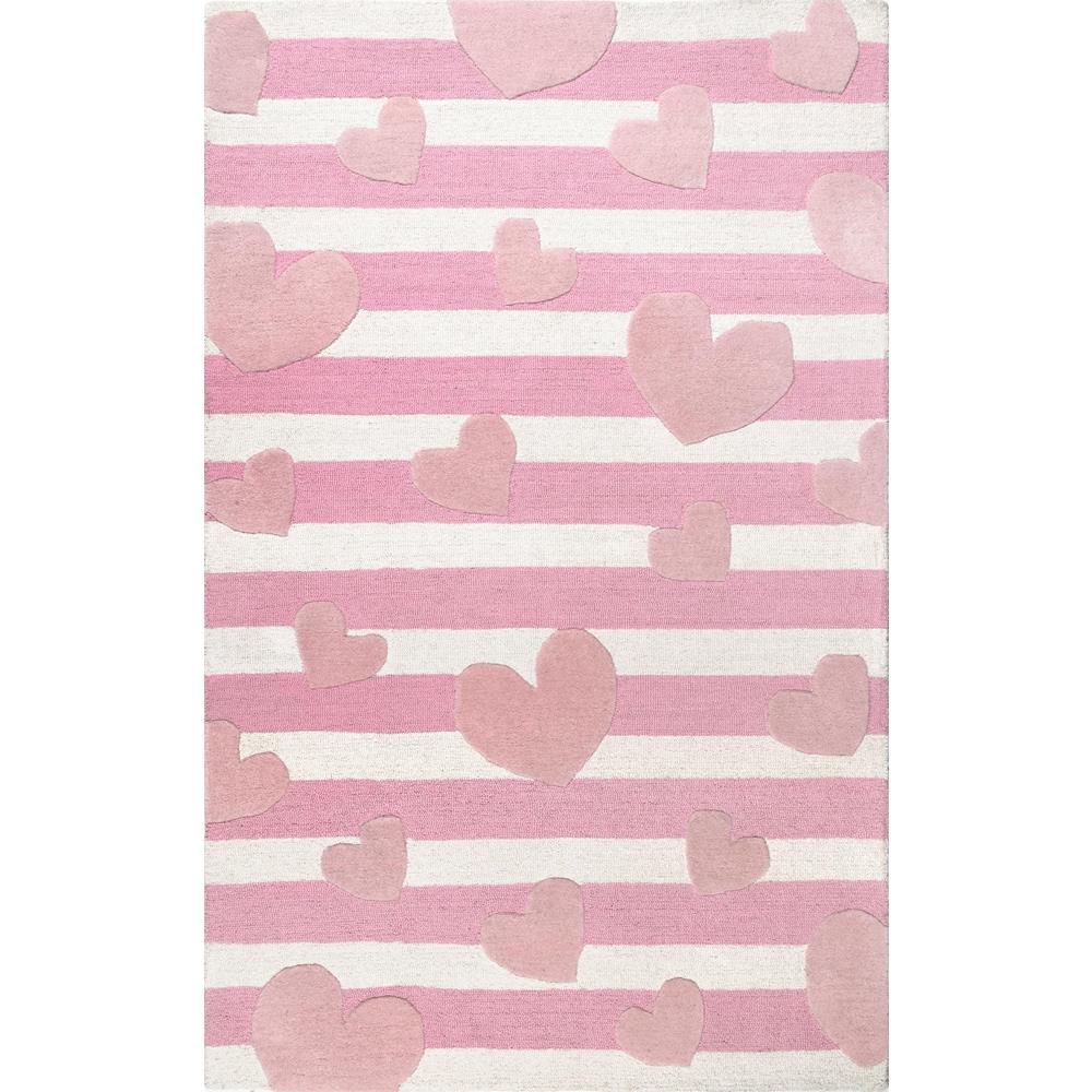 nuLOOM Handmade Hearts Striped Cochran Pink 5 ft. x 7 ft. Indoor Area ...