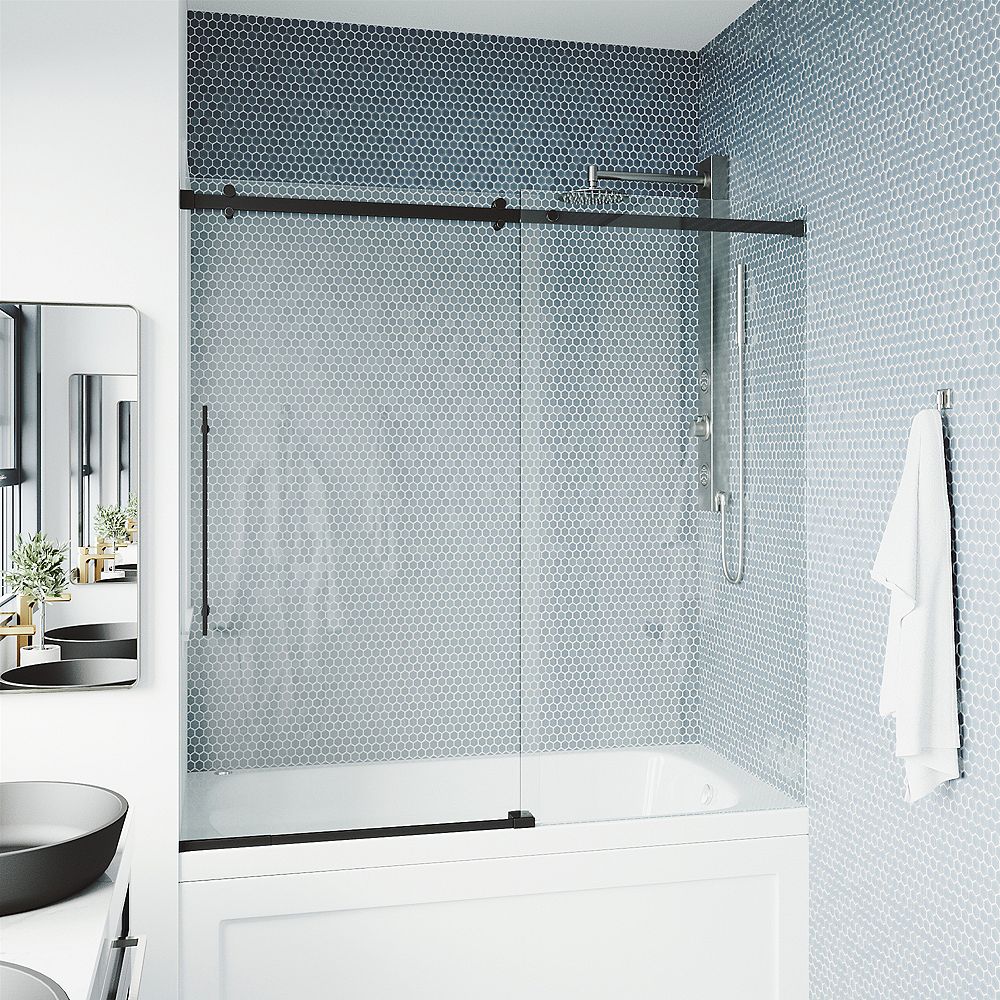 Vigo Luca 56 To 60 In W X 58 In H Sliding Frameless Tub Door In Matte