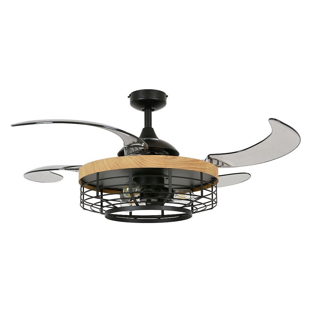Fanaway Montclair 48-inch Black with Teak Trim AC Ceiling Fan with ...