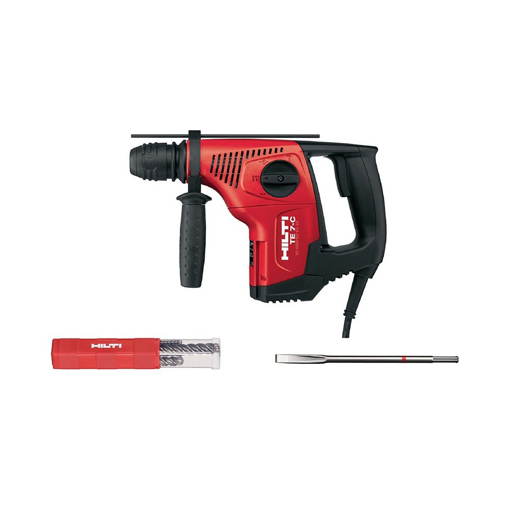 Hilti Perforateur à fil SDS Plus TE-7C à béton de 120 V/6 A avec burin plat et ensemble de ...