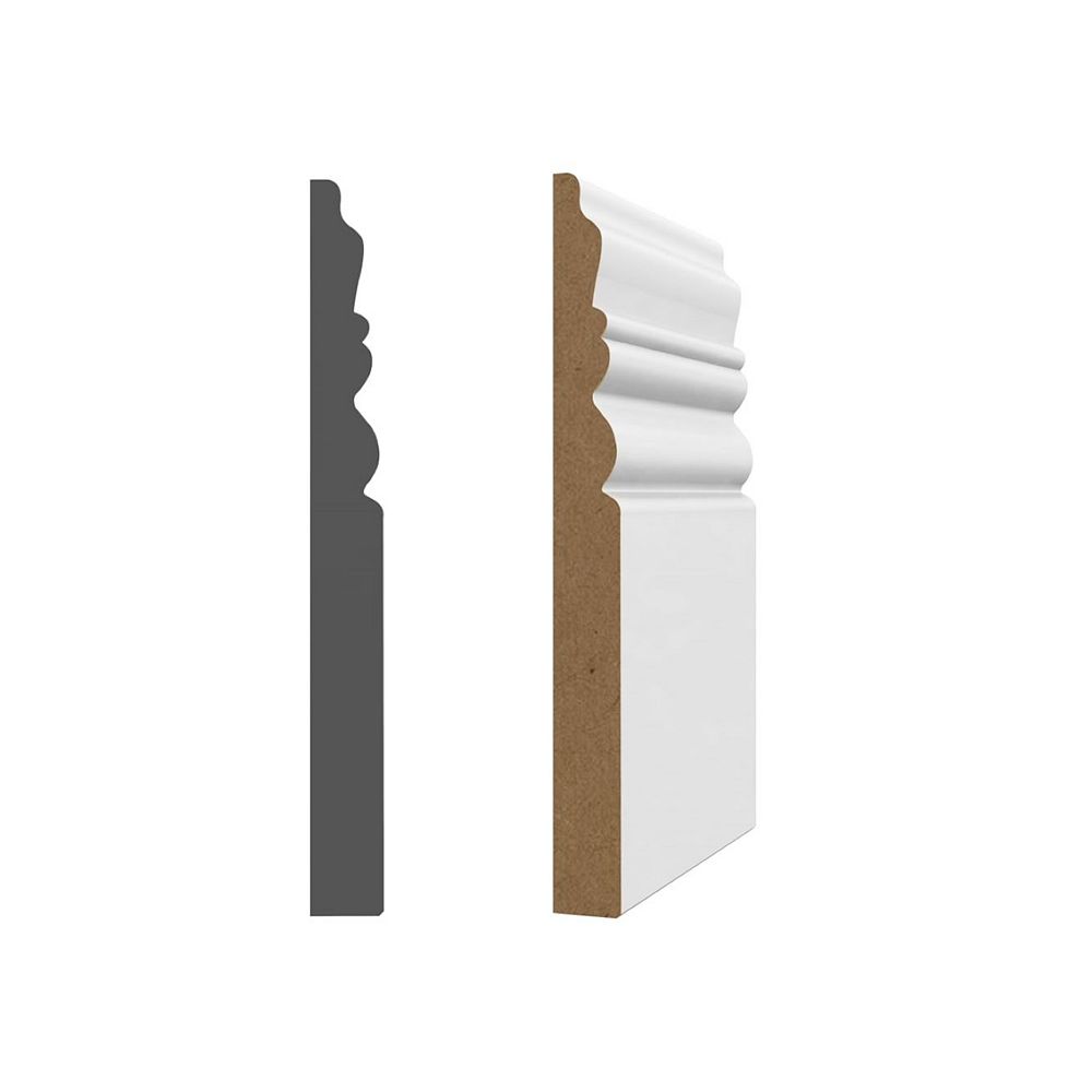 Interbois MDF White Primed Colonial Baseboard 5/8" x 6-1/4" x 96" | The ...