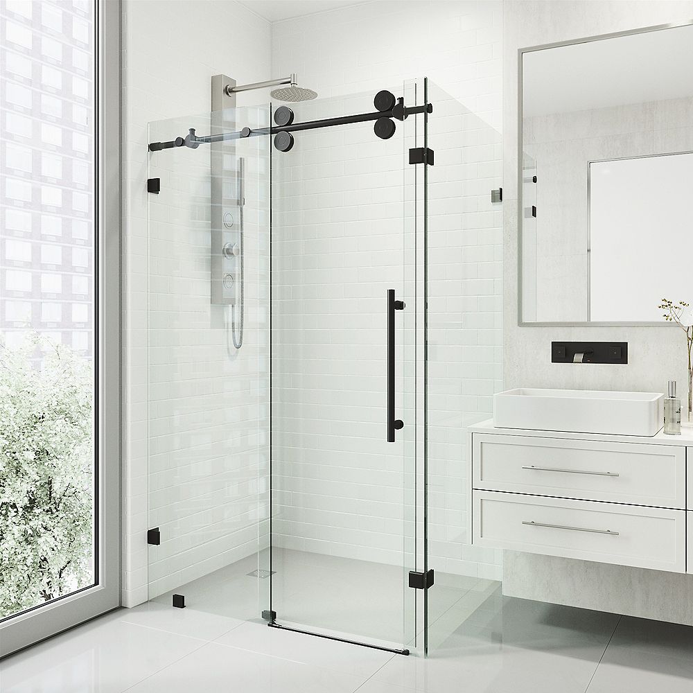 Vigo Winslow 46 In W X 74 In H Rectangular Sliding Frameless Corner