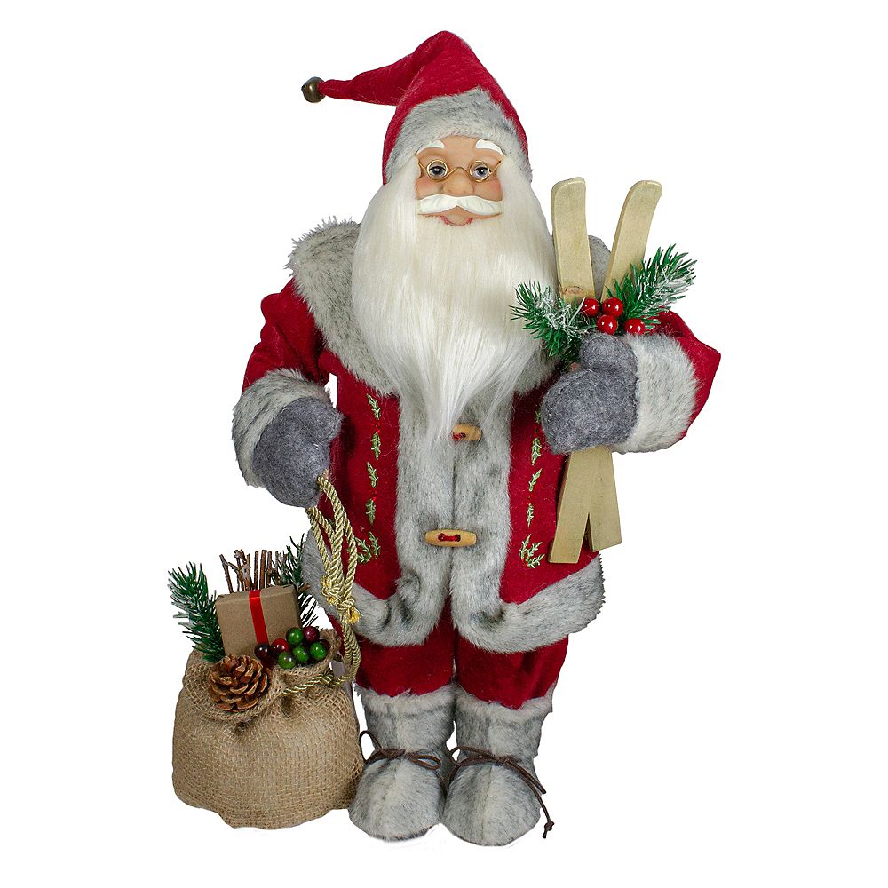 Northlight 18" Standing Santa Christmas Figure with Skis and Fur Boots ...