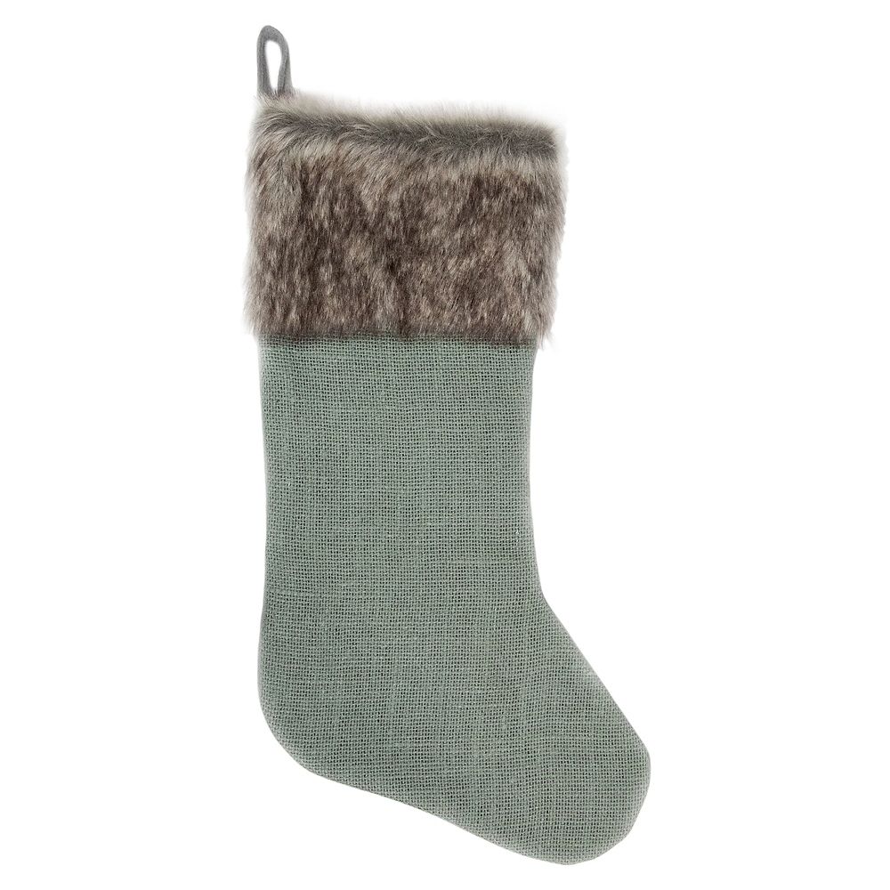Northlight 20" Green Christmas Stocking with Faux Fur Cuff | The Home ...