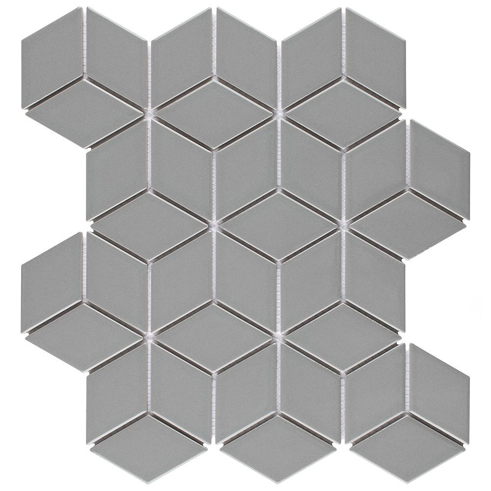 Merola Tile Metro Rhombus Glossy Light Grey 10-1/2-inch x 12-1/8-inch ...