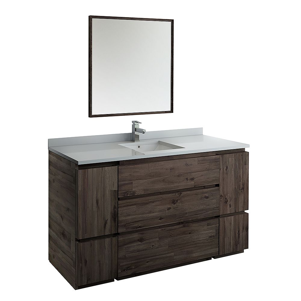 Fresca Formosa 60 inch Freestanding Vanity in Acacia With Quartz Stone ...