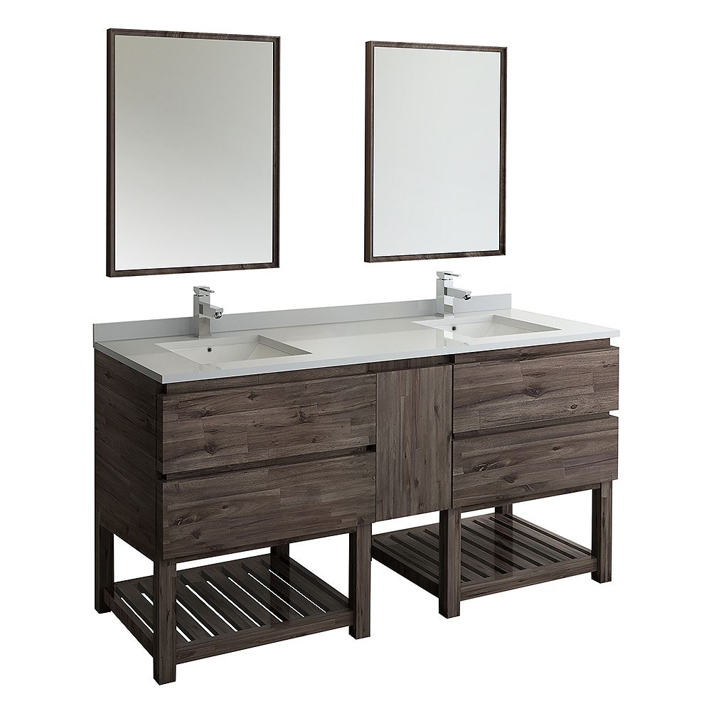 Fresca Formosa 72 inch Freestanding Open Bottom Double Vanity in Acacia ...