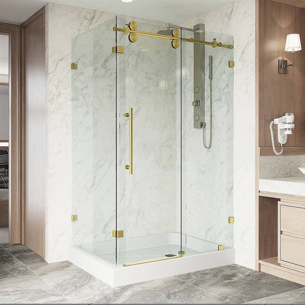 Vigo Winslow 48 In W X 79 In H Rectangular Sliding Frameless Corner