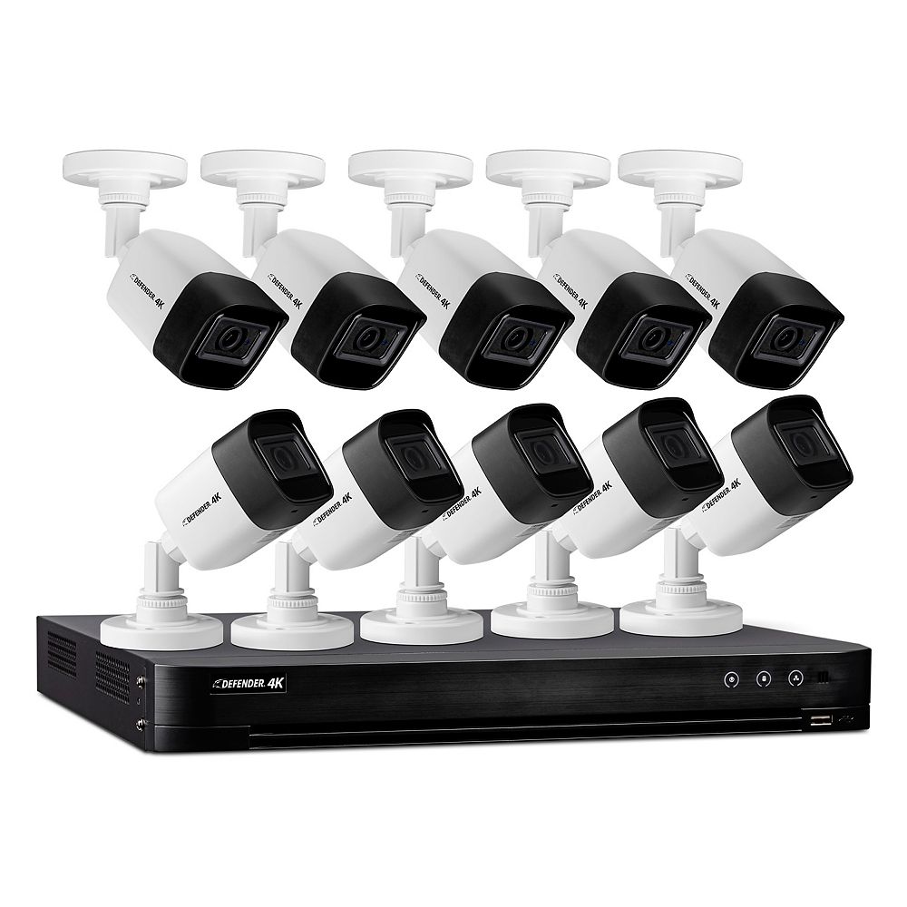 Defender 16 Channel 10 Camera 4K 4TB DVR Indoor/Outdoor Home ...