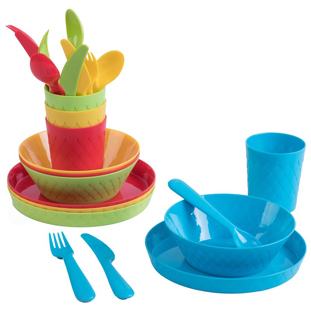 Basicwise 24-Piece Kids Dinnerware Set Plastic | The Home Depot Canada
