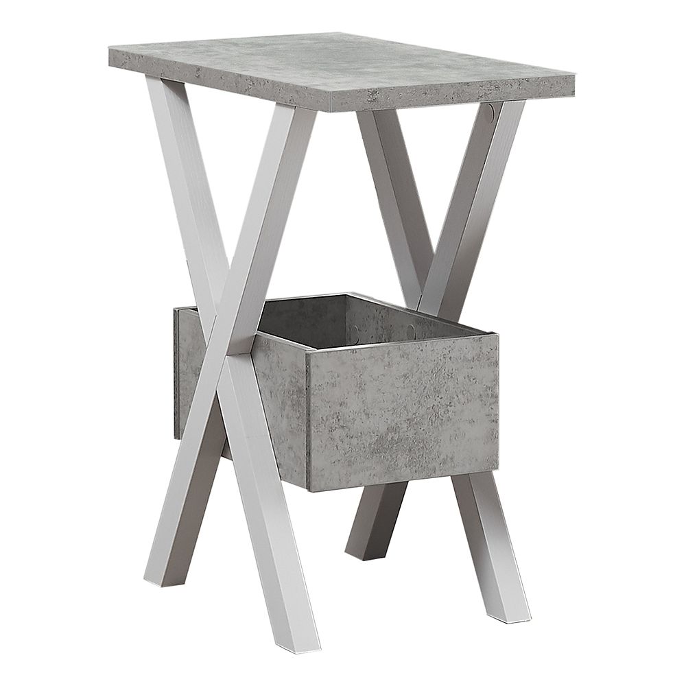 Monarch Specialties Table D'Appoint - 24"H - Blanc / Simili-Ciment Gris | Home Depot Canada
