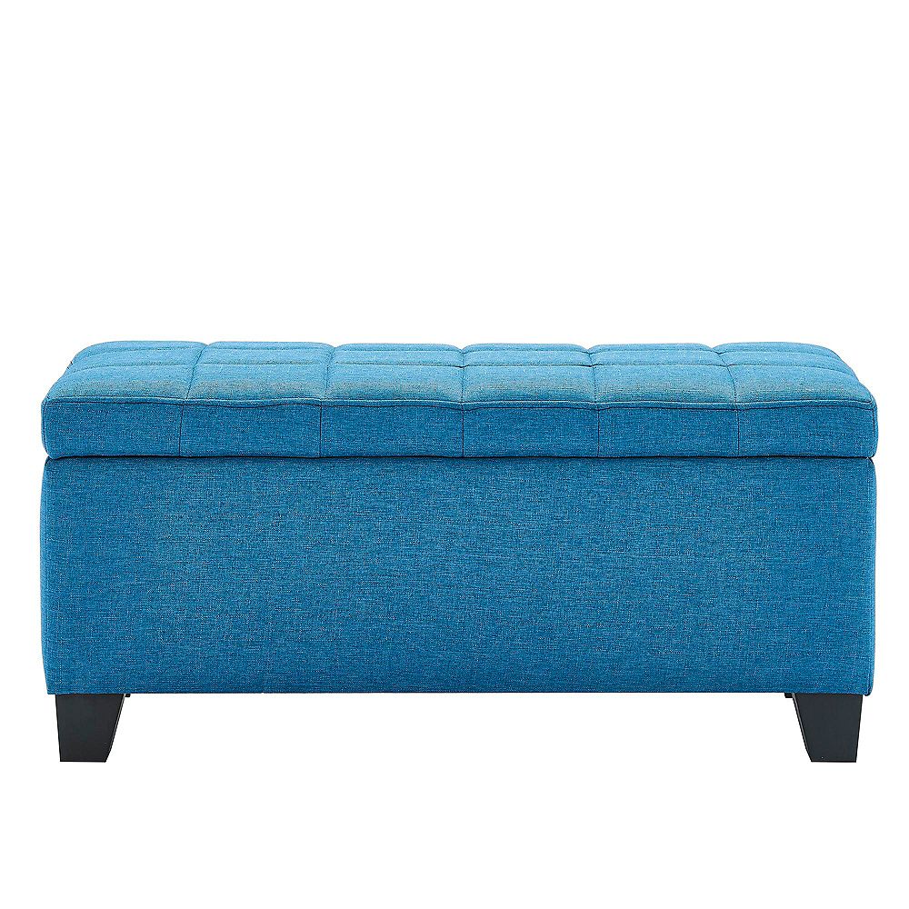 WHI Modern Rectangular Storage Ottoman in Blue | The Home Depot Canada