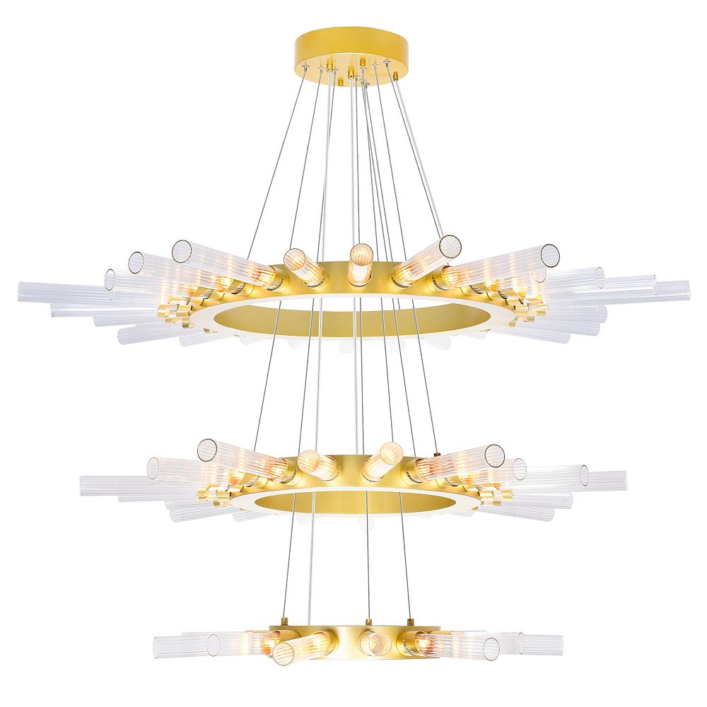 CWI Lighting Collar 63-Light Satin Gold Chandelier | The Home Depot Canada