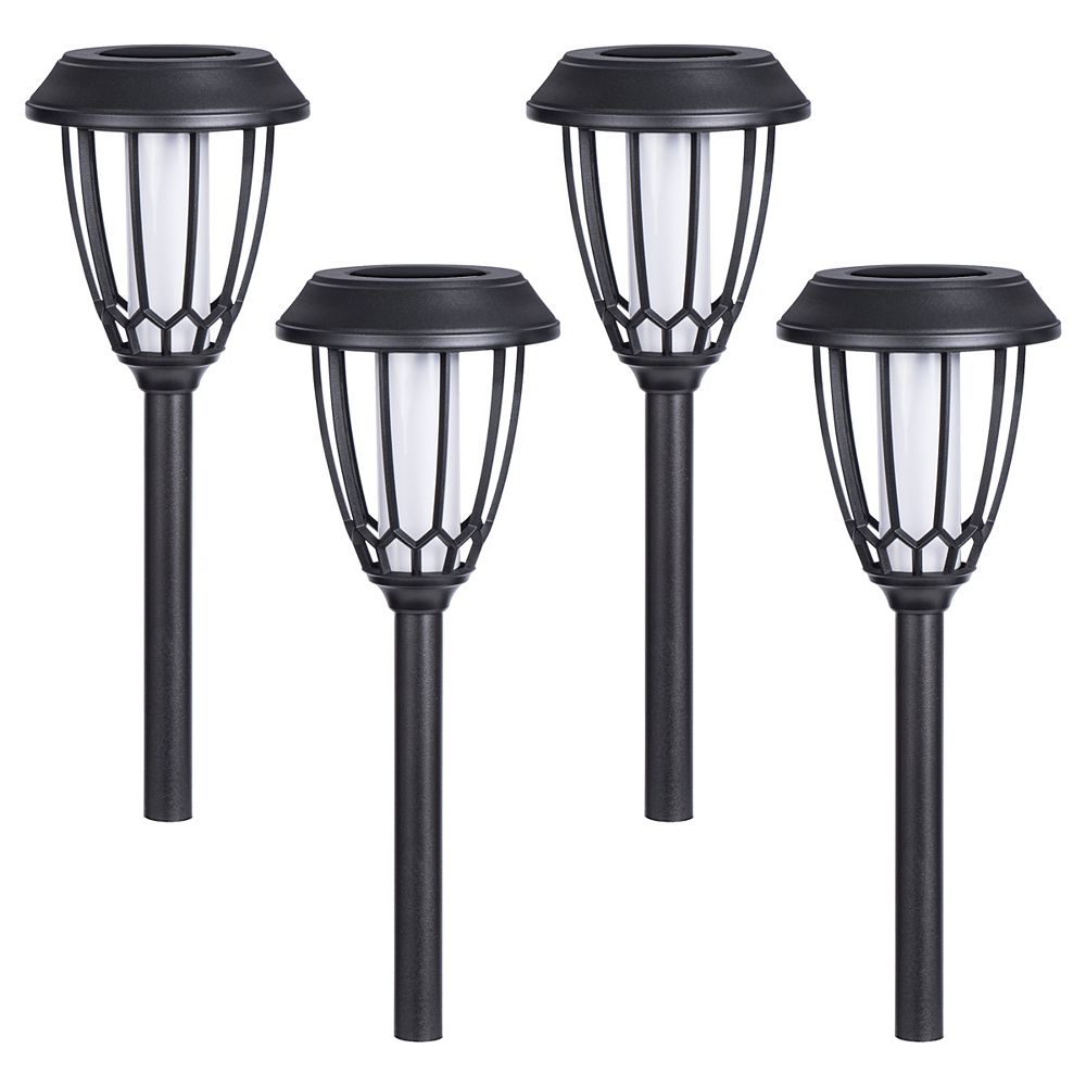 Sterno Home Modern Solar Powered Color-Changing Black Finish Outdoor ...