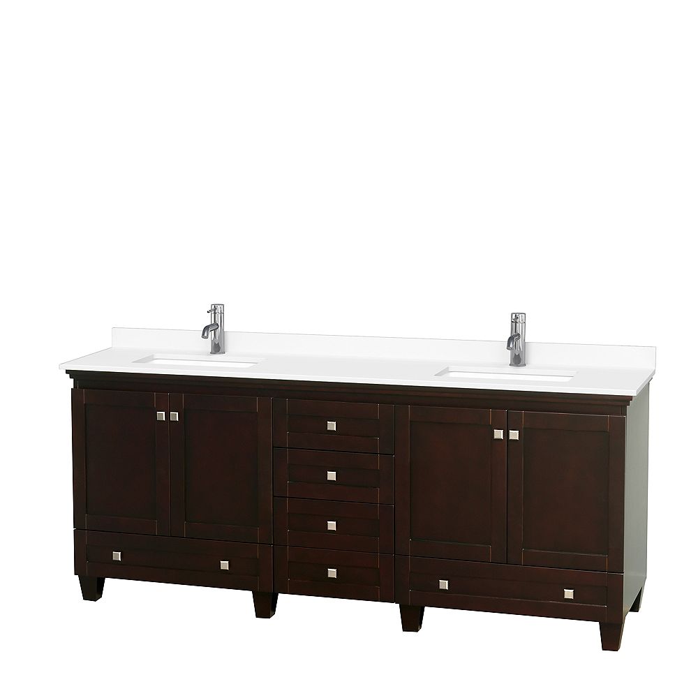 Wyndham Collection Acclaim 80 inch Espresso Double Vanity, White ...