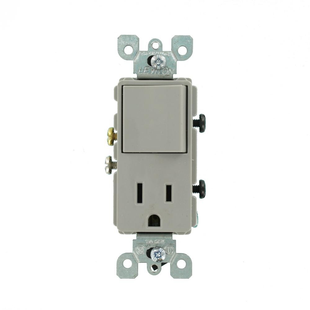 Leviton Interrupteur Decora 15A combiné unipolaire, gris | Home Depot ...