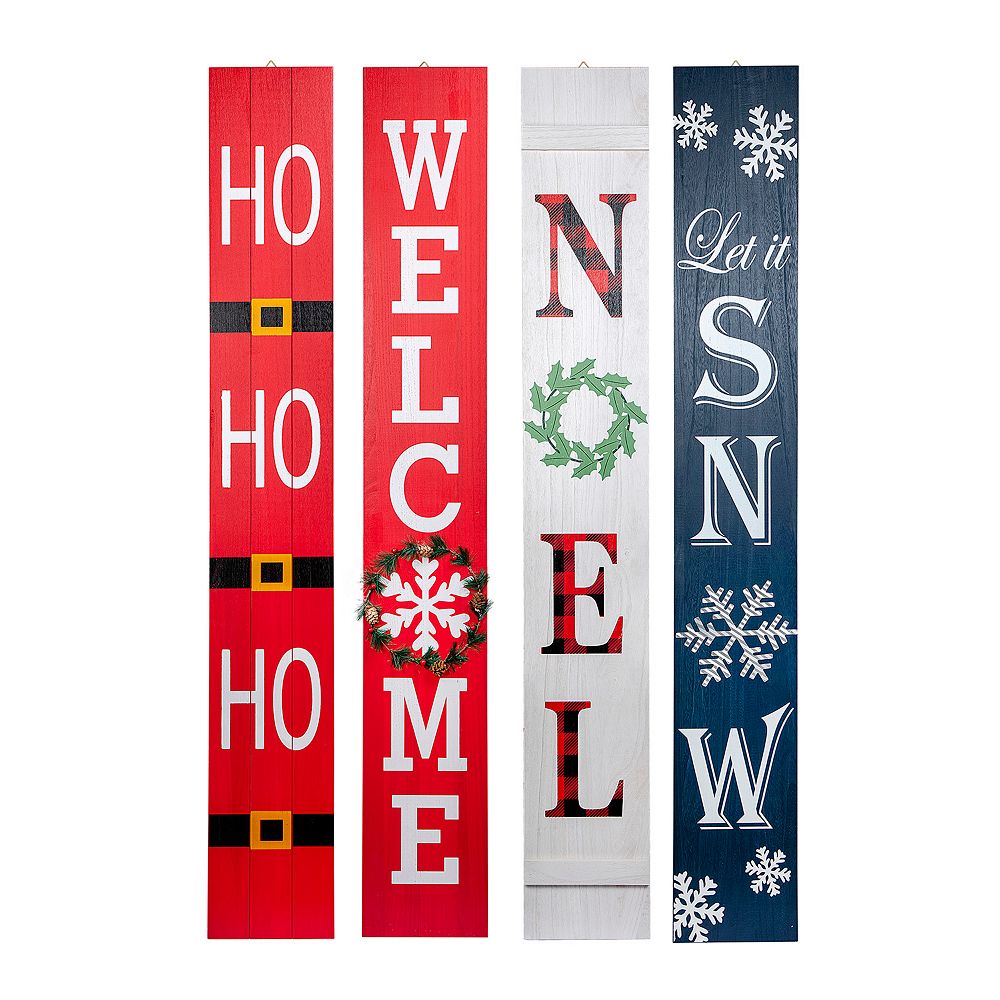 Home Accents Holiday 5 ft. Wooden Christmas Porch Sign (4 Assorted ...