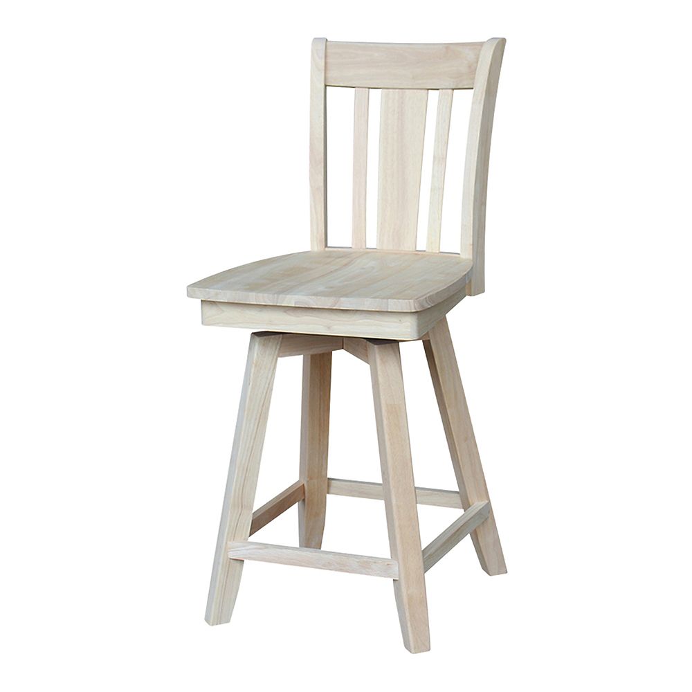 International Concepts San Remo 24 in. Unfinished Wood Swivel Bar Stool ... International Concepts San Remo 24 in. Unfinished Wood Swivel Bar Stool ...