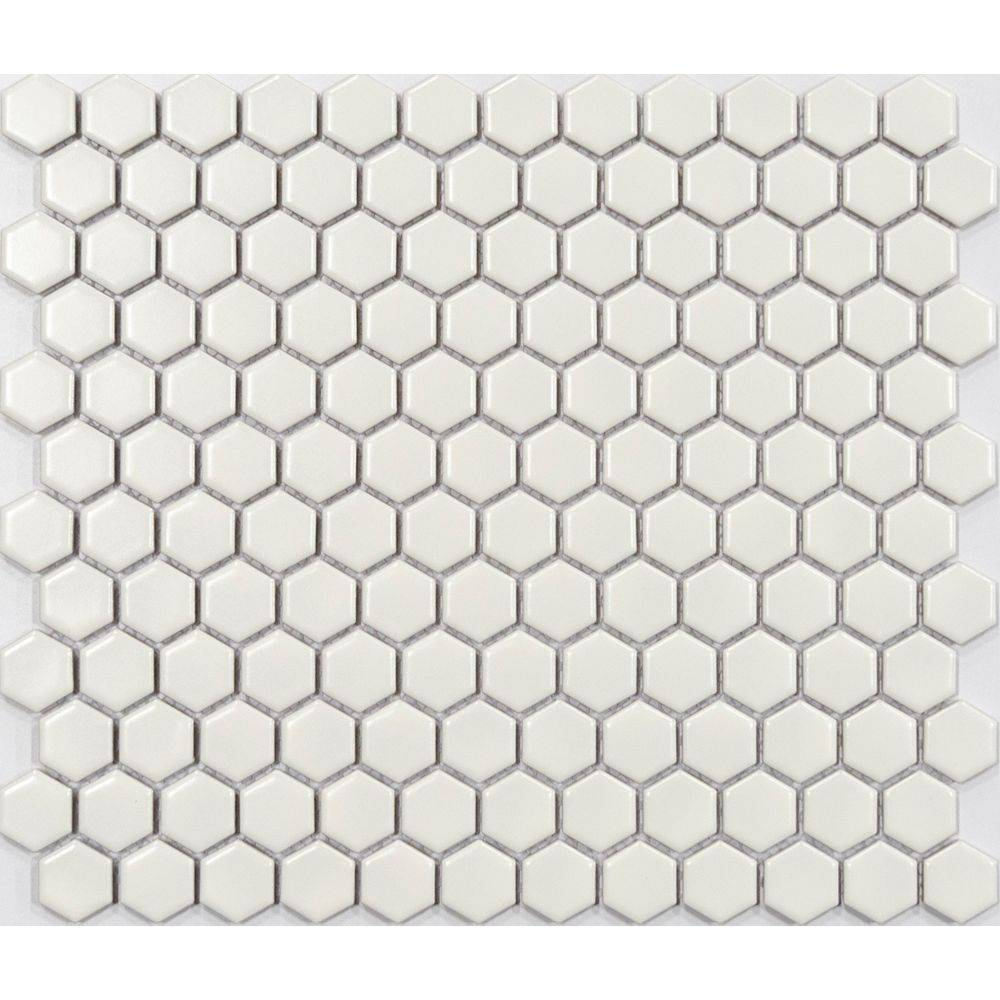 Modamo Lifetrend White 1 inch x 1 inch Hexagon Matte Porcelain Floor ...