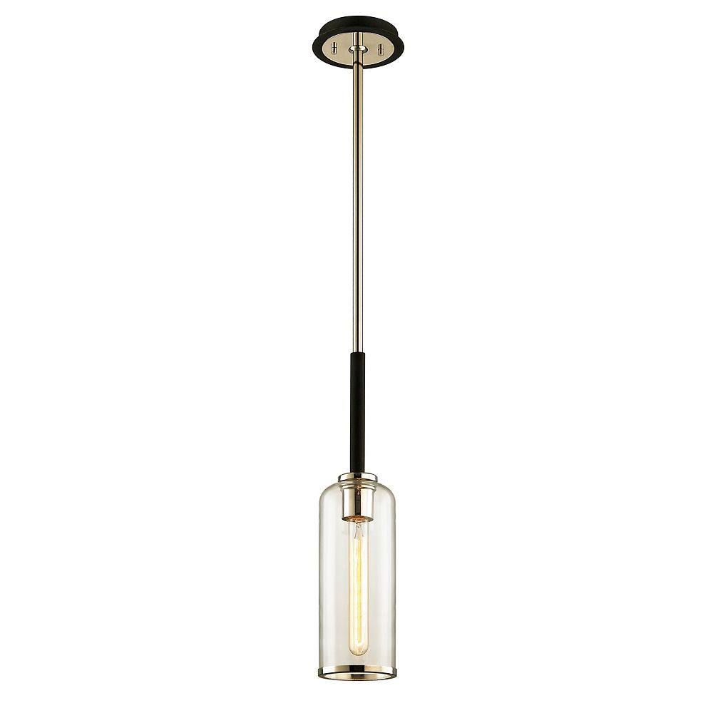 Troy Lighting Aeon 1-Light Carbide Black 5.5 in. W Pendant with Clear ...