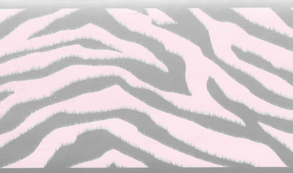 Dundee Deco Falkirk Brin 6-inch Abstract Silver Pink Zebra Print Border ...